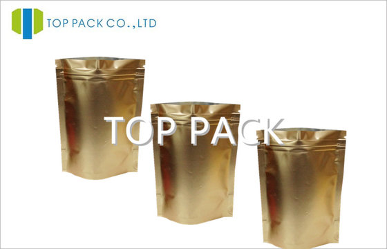 Aluminum Top Zipper Sealable Foil Bags Plastic Laminated Stand Up Pouches For Food