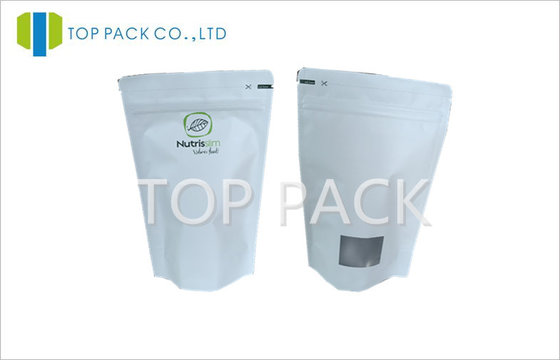 White Matt Foil Stand Up Pouches Heat Sealed Food Grade For Nutrition