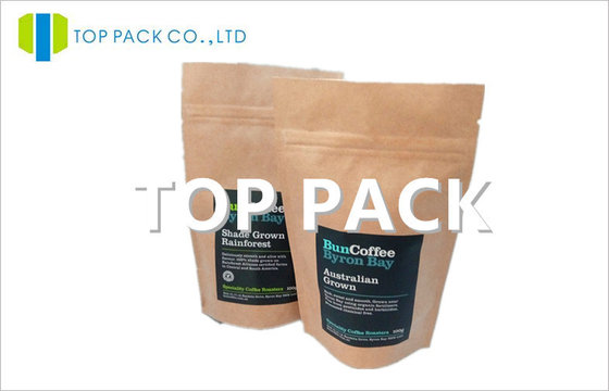 Water Resistance Kraft Paper Packing Stand Up Coffee Bags Custom Design
