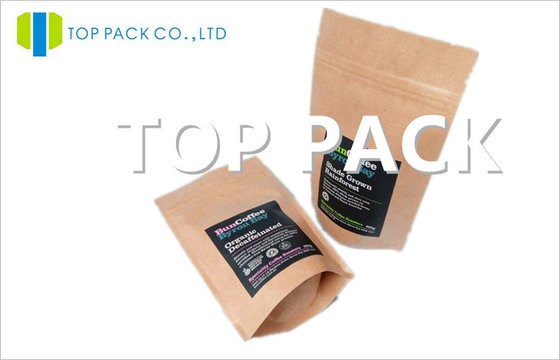 Water Resistance Kraft Paper Packing Stand Up Coffee Bags Custom Design