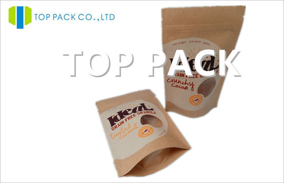 Ziplock Kraft Paper Stand Up Pouch Customized Snack Food Packing