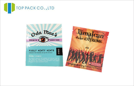 Laminated Herbal Incense Pouches Aluminum Foil Resealable Bags Zipper And Tear Notch