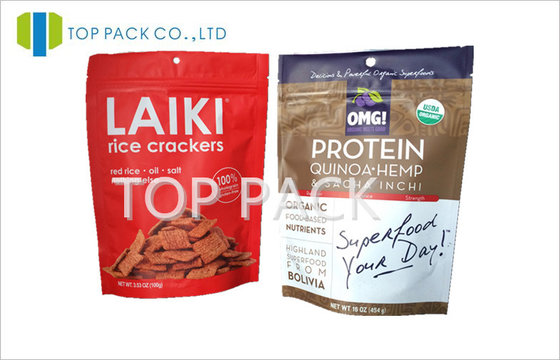 Customizable Foil Stand Up Pouches For Food Packaging , Resealable Zipper Closure