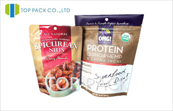 Smell And Light Proof Stand Up Food Pouch Packaging Matte / Glossy Finishing Printing
