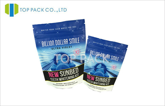 Blue Printing Protein Powder Stand Up Pouch Packaging With Ziplock