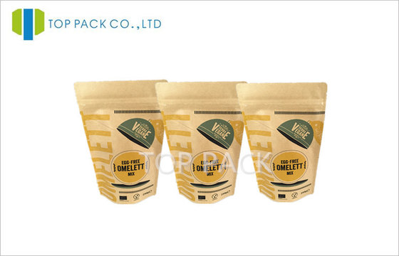 Custom Ziplock Stand Up Pouches Food Grade Resealable Kraft Paper Bags