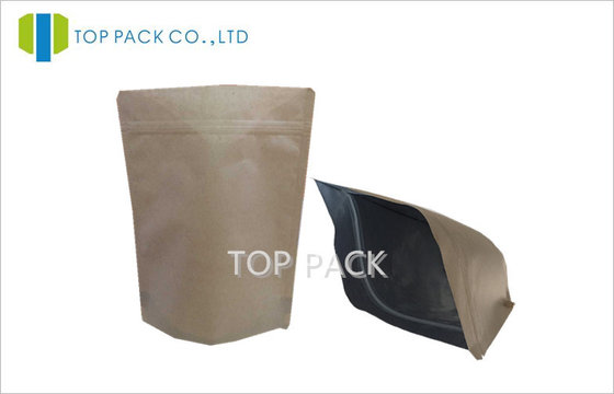 Plain Brown Kraft Paper Stand Up Pouches With Zipper , Eco - Friendly