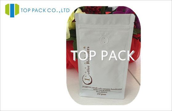 500g Flat Bottom Pouches Food Grade White Coffee Bean Packaging