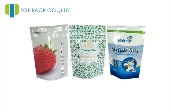 Glossy Printing Aluminum Foil Bags Resealable Custom Printed Stand Up Pouches