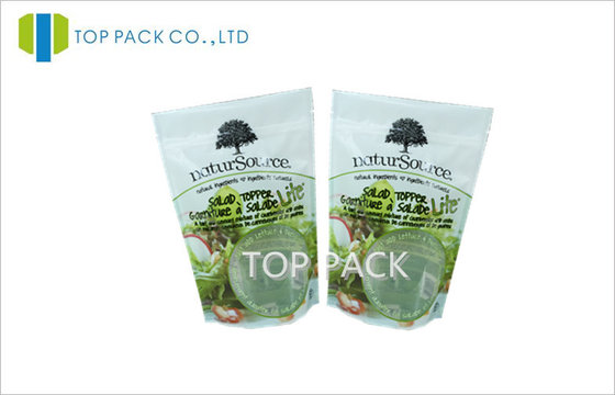 PET / PE Green Plastic Stand Up Pouches Glossy Finish Printing
