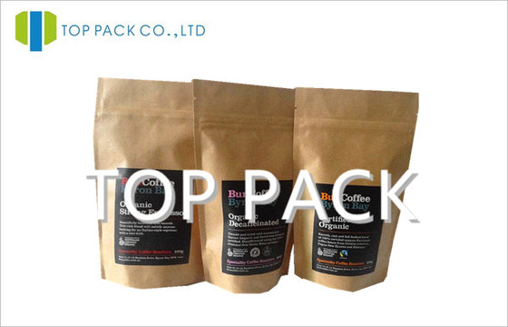 Kraft Paper Foil Stand Up Pouchs Zipper With Tear Notch SGS