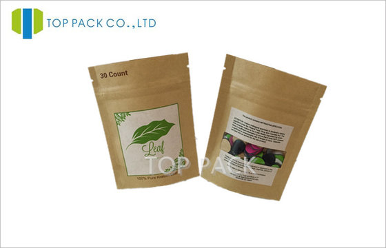 Paper Standing Pouch Kraft Stand Up Pouches With Window For Medicines