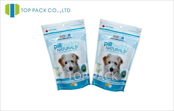 White Ziplock Stand Up Pouches Packaging Pet Food Eco Friendly