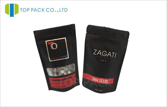 Black Matt Aluminum Foil Pouches Zipper Packaging for Chia Seeds