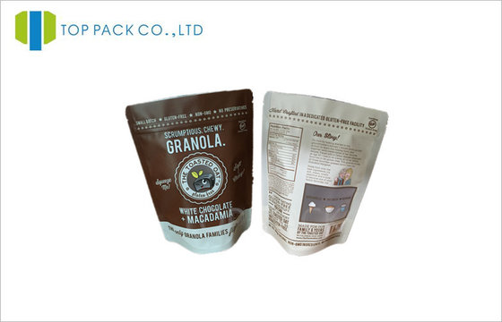 Brown Foil Stand Up Food Pouches Zipper Stand Up Pouch Bags