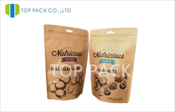 Customized Kraft Paper Stand Up Pouch , Coffee Foil Packaging Bags