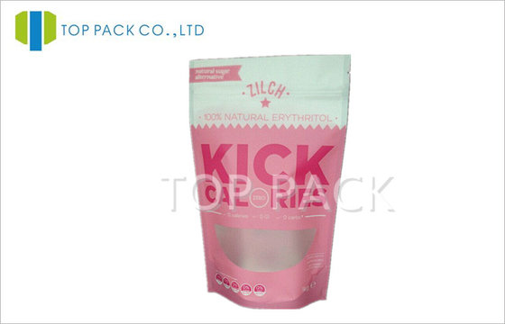 Pink Aluminum Foil Plastic Stand Up Pouches Ziplock Candy Packaging