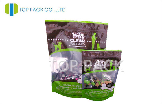 Pet Food Packaging Plastic Stand Up Pouches Ziplock Storage Bags With Clear Window