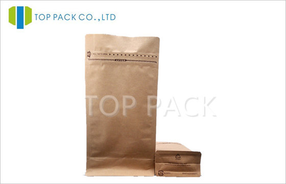 Brown Kraft Paper Stand Up Pouch Flat Bottom Aluminum Foil Zipper Coffee Bag