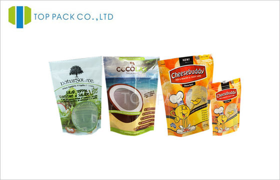 Green Stand Up Plastic Packaging Bags Coconut Products Laminated PET/PE