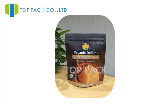 350g Brown Kraft Paper Stand Up Pouch / Sugar Packaging Zipper Bags