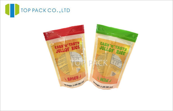PET/PE Resealable Stand Up Food Pouches Clear Window For Rice Packaging