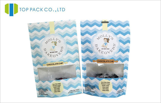 White Resealable Zipper Kraft Paper Stand Up Bottom Pouch With Window