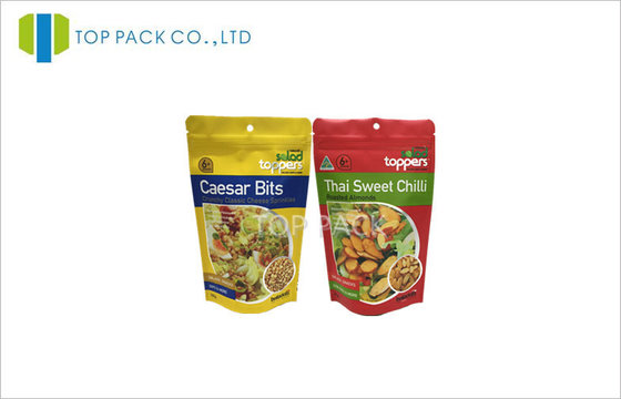 Yellow Laminated Stand Up Plastic Bags Zipper For Chia Seeds Packaging