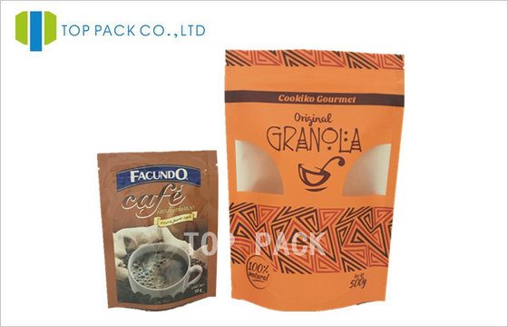 Custom Coffee Packaging Bags With Stand Up Bottom Gusset Resealable Zipper Closure
