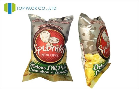 Back Sealed Printed Laminated Pouches Inflatable Packaging Potato Chips , Customized Size & Design