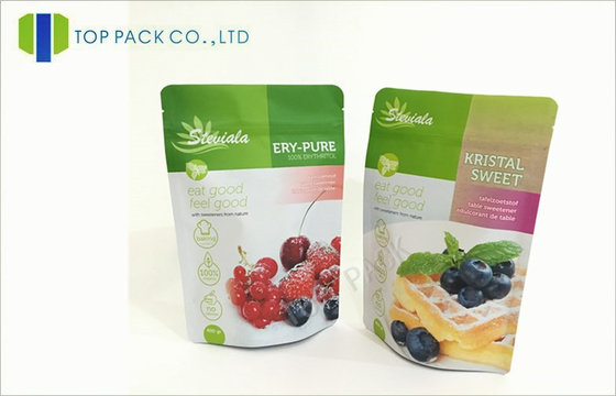 Food Grade Stand Up Bag Packaging Heat Sealed Bottom Gusset Zipper Closure