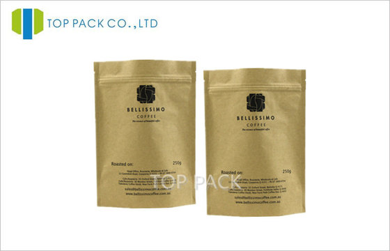 Logo Kraft Paper Stand Up Pouch , Aluminum Foil zipper pouch packaging