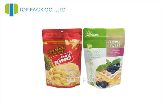 Red Aluminum Foil Stand Up Food Pouches Gravure Customized Logo