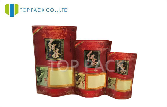 Moistureproof Ziplock Stand Up Pouches Aluminum Foil For Black Tea