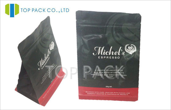 Block Bottom matte black stand up pouch for Matcha Powder Packaging