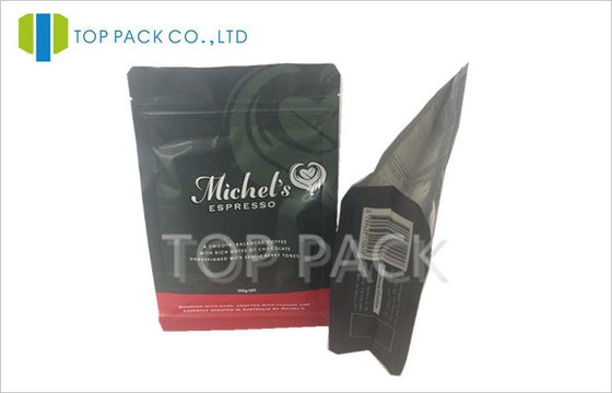 Block Bottom matte black stand up pouch for Matcha Powder Packaging
