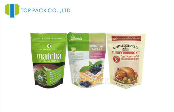 Customized Stand Up Zipper Bags , Aluminum Foil Tea / Sugar doypack pouch 250g