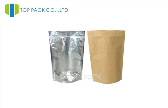 One Side Clear Stand Up Kraft Paper Bags Zip Top Packaging Healthy Food