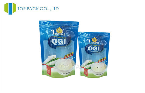 Blue Plastic ziplock stand up bags , Resealable Pap Packaging Eco friendly