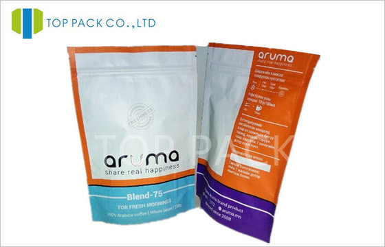 Reusable Matte Surface Stand Up Foil Pouch With Top Zipper , Food Tea Use