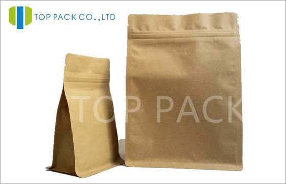 Square Bottom Kraft Paper Laminated foil gusseted coffee bags zipper Sealing