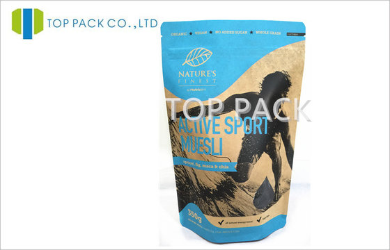 Custom Kraft Paper Foil Stand Up Pouches Zipper Top Superfood Small Window