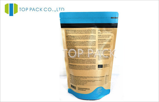 Custom Kraft Paper Foil Stand Up Pouches Zipper Top Superfood Small Window