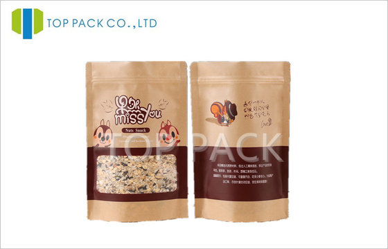 Customized Printed pet food packaging bag Clear Window for Nuts