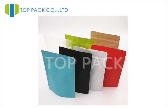 Solid Color Stand Up Food Pouches Zipper Top Matte Finished Bags