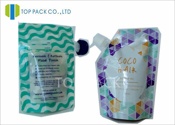 Custom Made Plastic Standing Spout Pouch , Zipper Closure Liquid Pouch Packaging Food Use