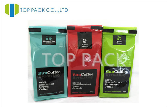 Side Gusset Coffee Packaging bags and pouches Tin Tie 140 micron Thick