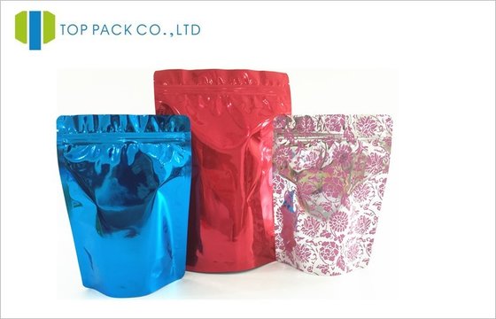 Custom Glossy Plain Foil Stand Up Packaging Bags Moistureproof  for Tea