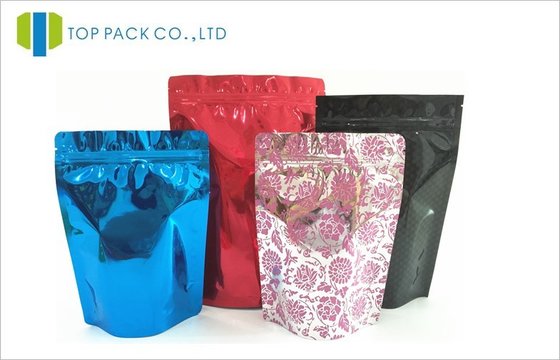 Custom Glossy Plain Foil Stand Up Packaging Bags Moistureproof  for Tea