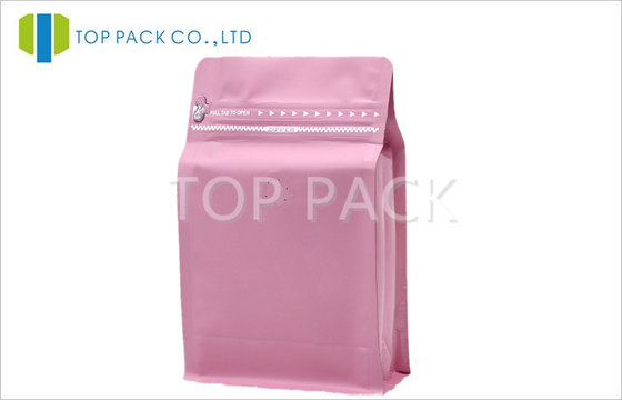 Pink Foil Stand Up Pouches , Pocket Zipper Matte Valve heat seal coffee bags